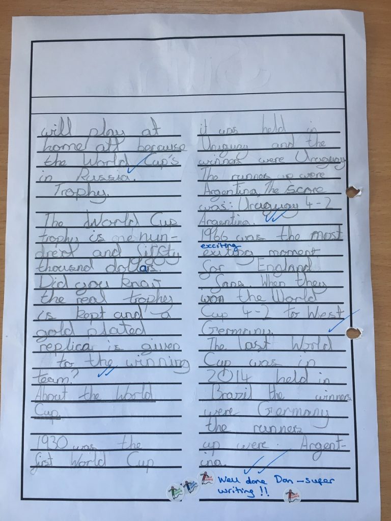Dan’s World Cup Writing - The Learning Academy Tutoring